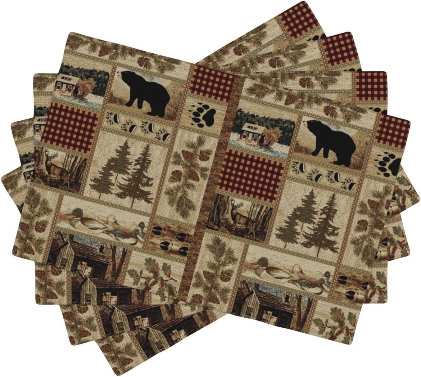 Amazon.com: Giwawa Vintage Bear Deer Placemats Rustic Wildlife Moose ...