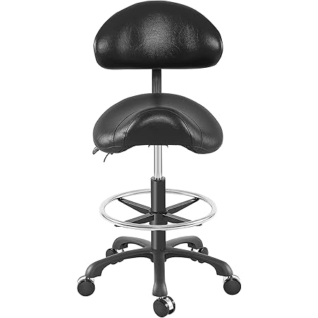 Amazon.com: Saddle Stool Chair with Back Support Footrest, Heavy-Duty ...