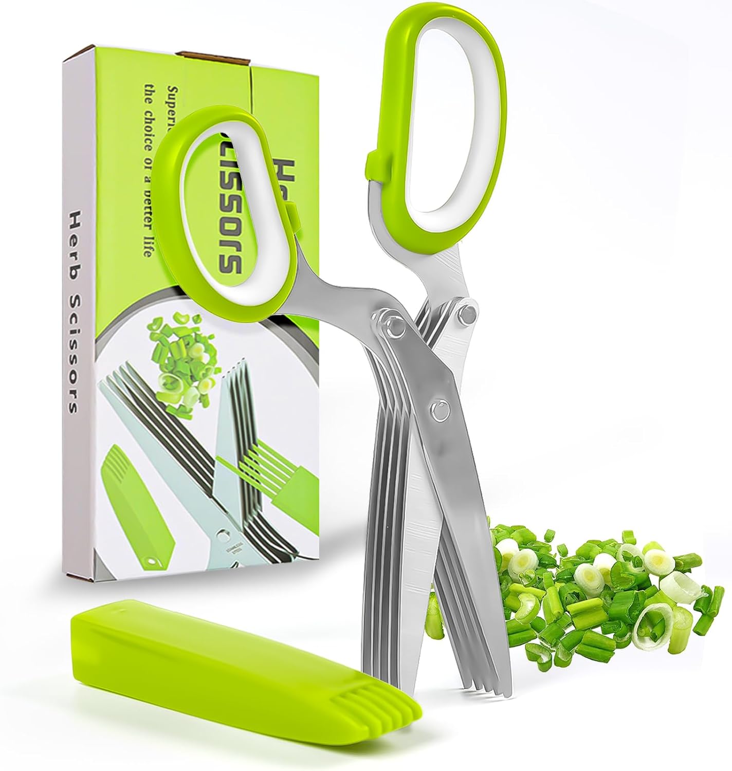 Amazon.com: BIMZUC Herb Scissors, 5 Blade Kitchen Herb Shears Herb ...