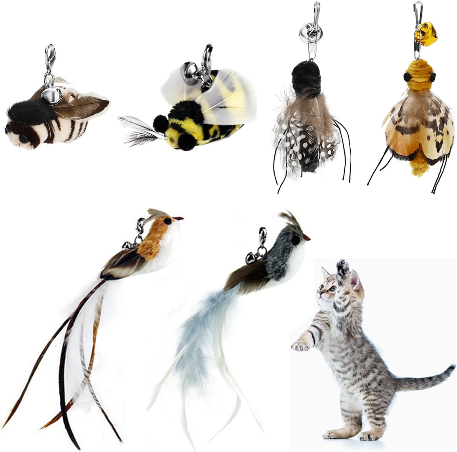 Amazon.com : uahpet Cat Wand Toy Refills Natural Feathers Replacement ...