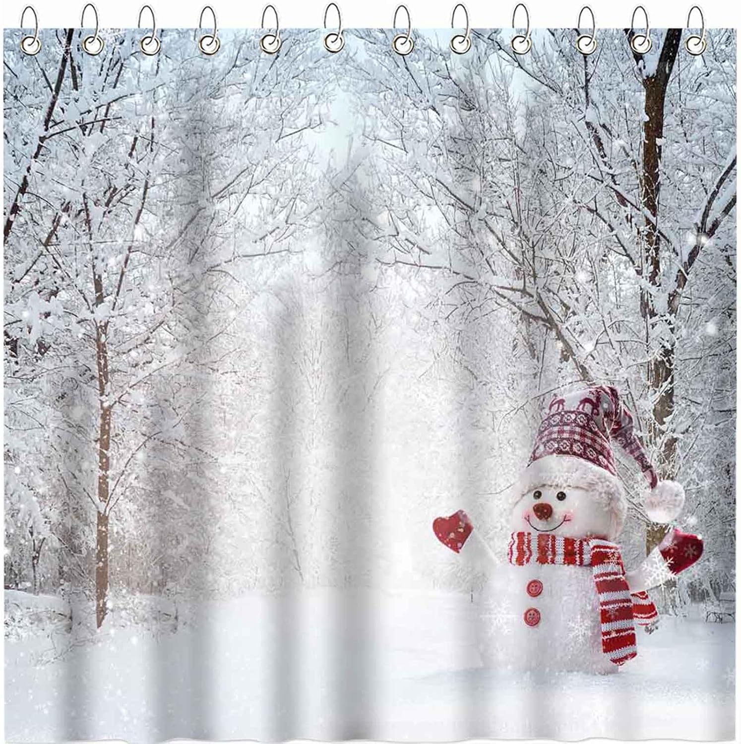 Amazon.com: Mocsicka Winter Snowman Shower Curtain Cute Snowman Snow ...