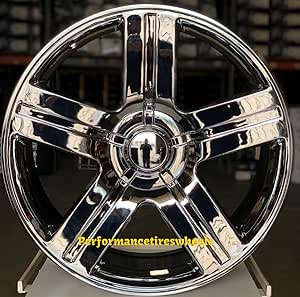 Amazon.com: 4 new 22x9 5x127 +15 chrome texas edition wheels silverado ...