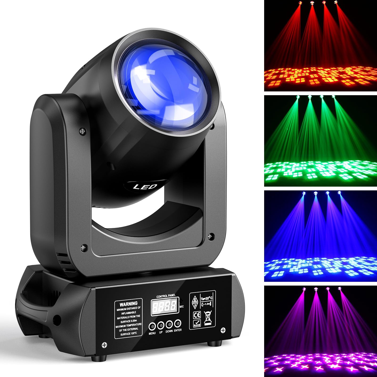 150W Moving Head LED DMX Bühnenlicht 8 GOBO Rotierender RGBW Spot Beam ...