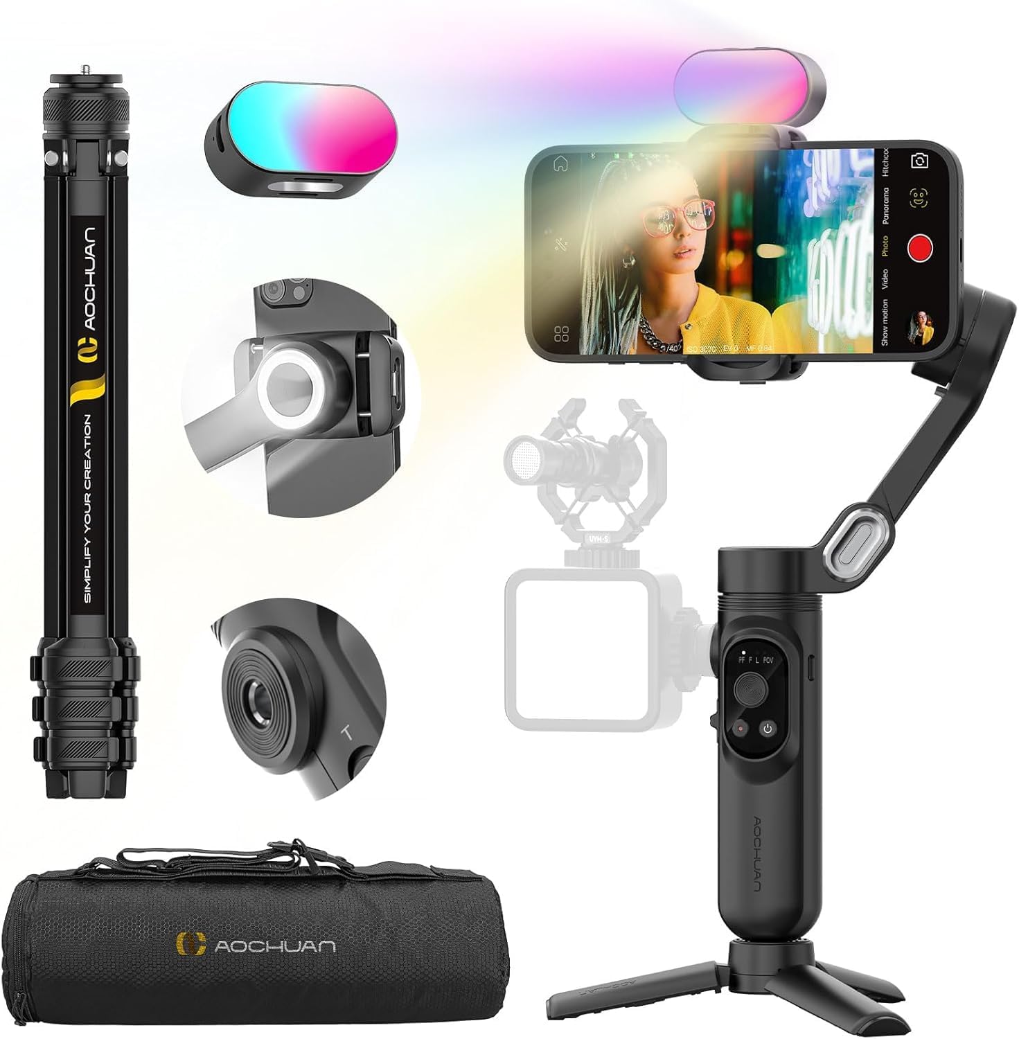 Amazon.com: AOCHUAN Gimbal Stabilizer for Smartphone with Wireless ...