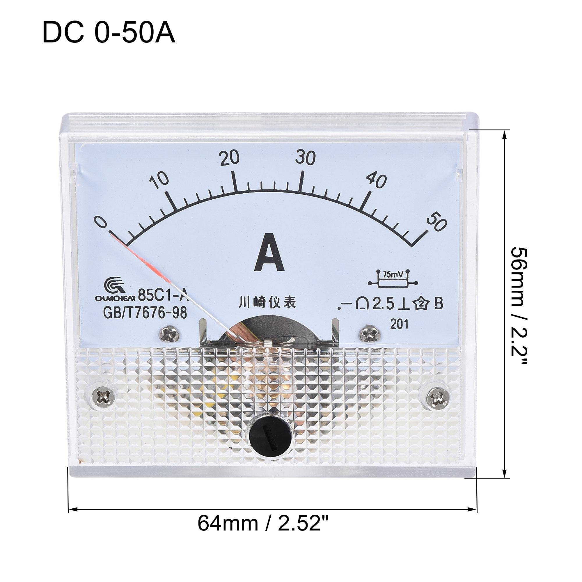 Current Measurement Gauge Uxcell DC 0-50A Analog Current Panel Meter ...
