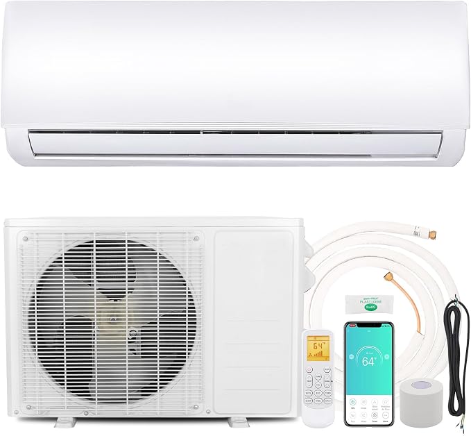 Amazon.com: Wifi Enabled 9,000 BTU Mini Split Air Conditioner & Heater ...
