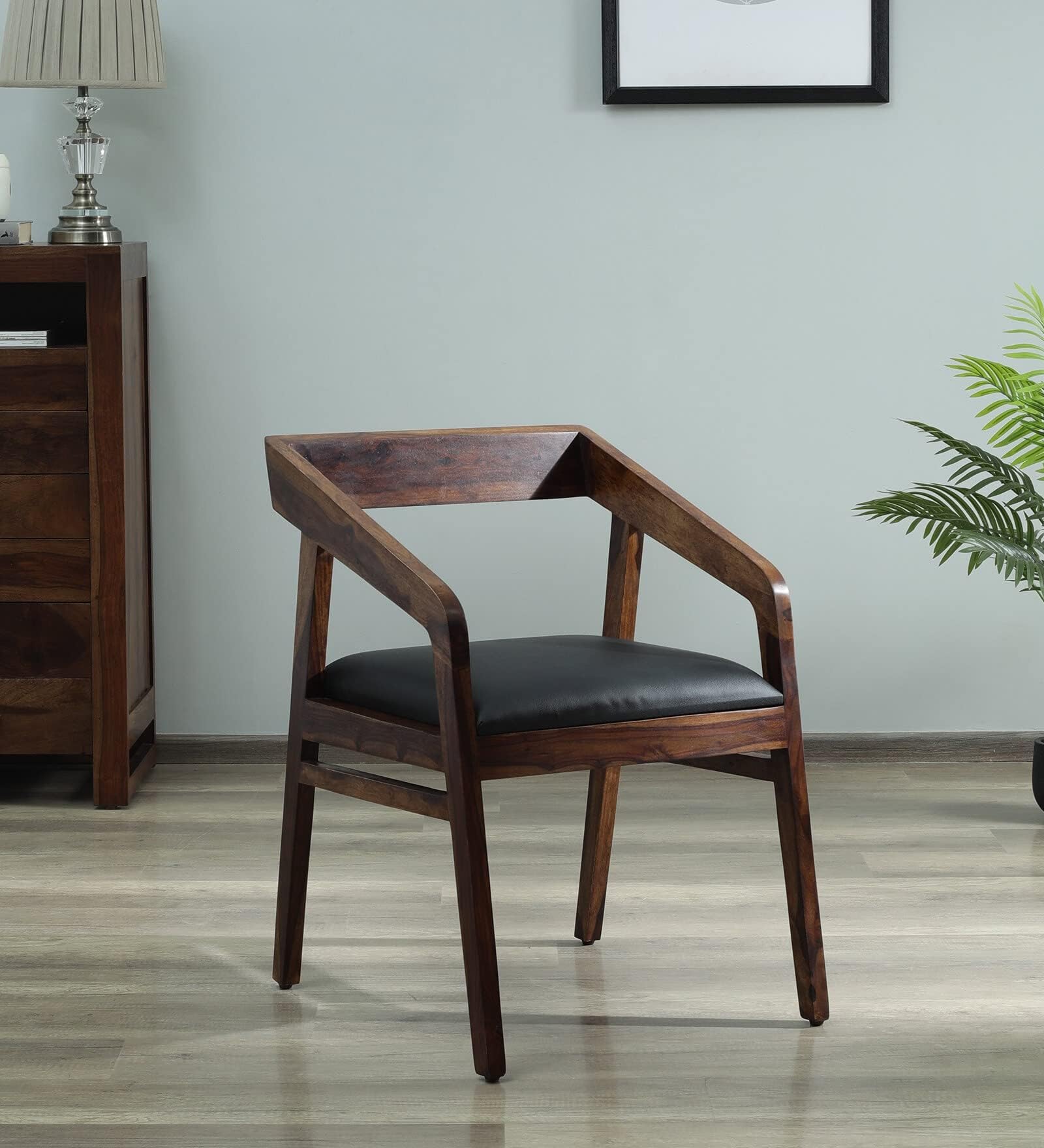 Vinod Handicraft Sheesham Wood Arm Chair in Light Walnut Finish ...