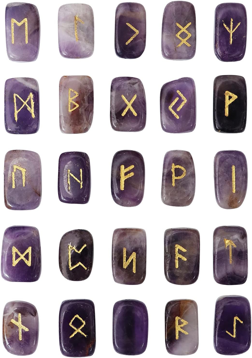 FASHIONZAADI Natural Amethyst Runes Stones Set With Futhark Runic ...