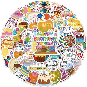 Amazon.com: 50 Pack Birthday Wishes Stickers Water Bottles Laptop Car ...