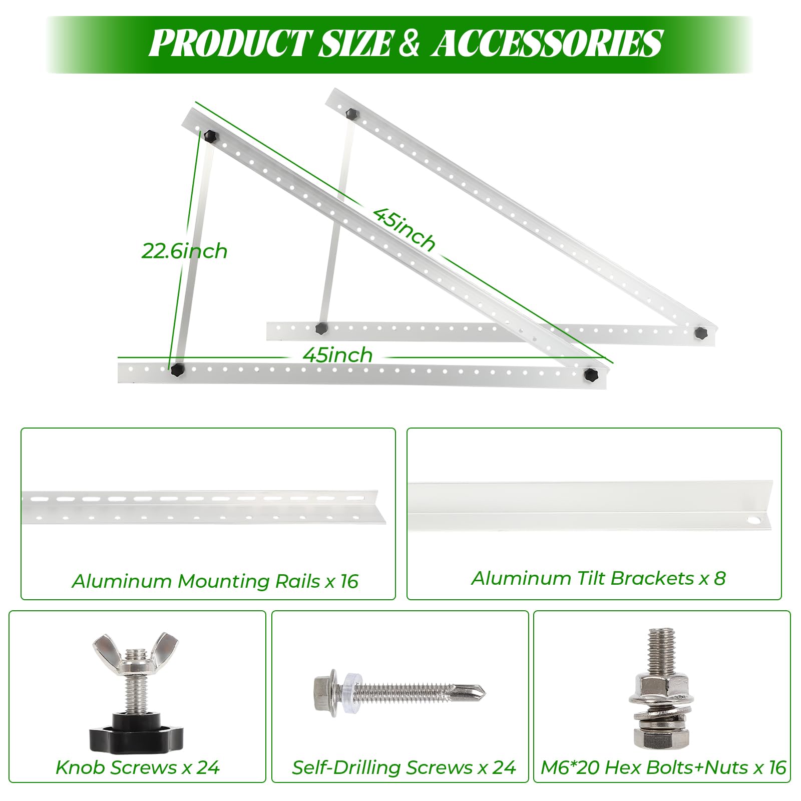 Snapklik.com : 45inch Solar Panel Mounting Brackets, 4 Sets Solar Panel ...