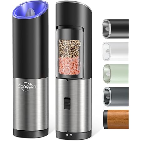 Amazon.com: Sunbag Electric Gravity Salt and Pepper Grinder,Battery Operated Automatic Salt and ...