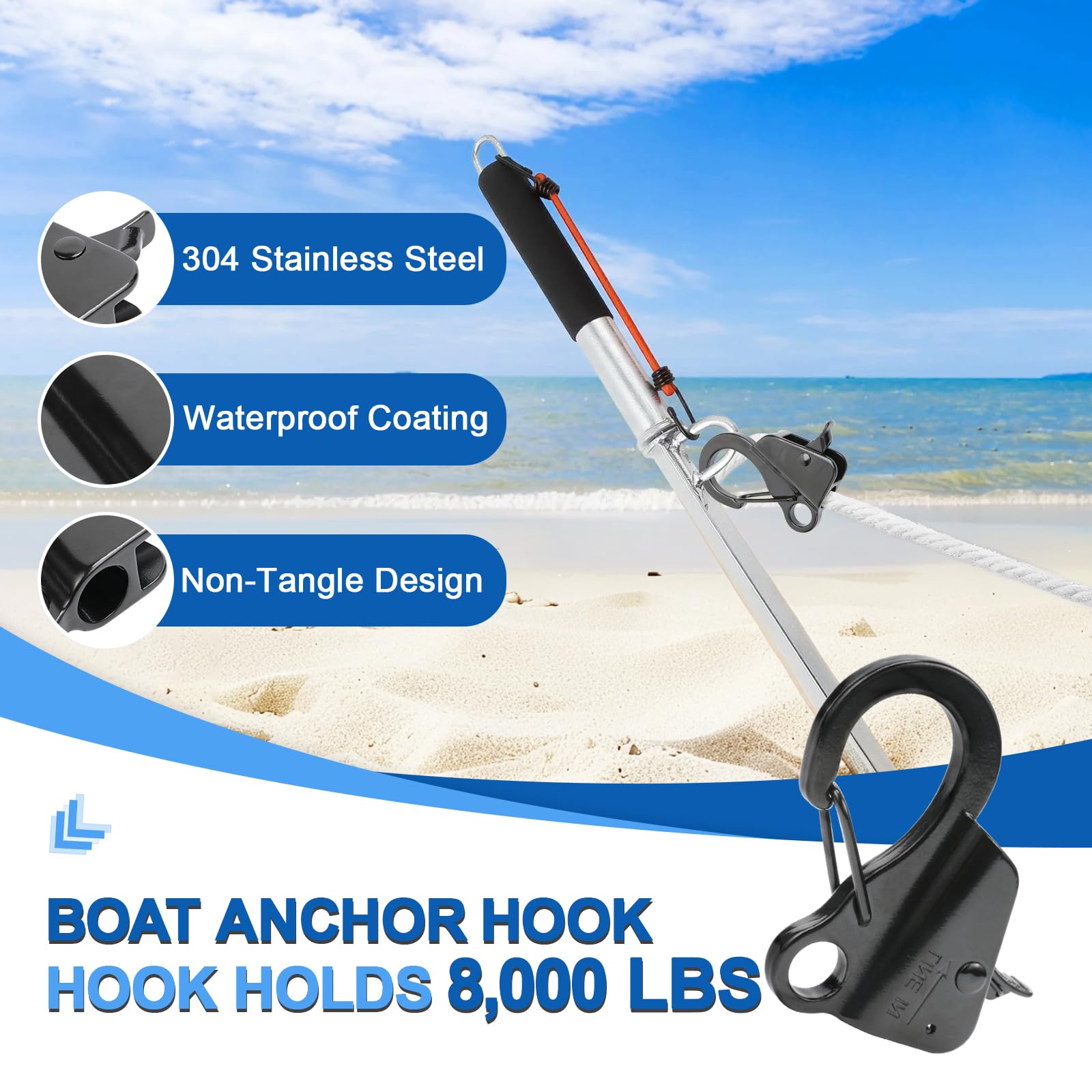 Seadoo Anchor Kit Leero 39 Inch Sand Spike Boat Anchor - Galvanized ...
