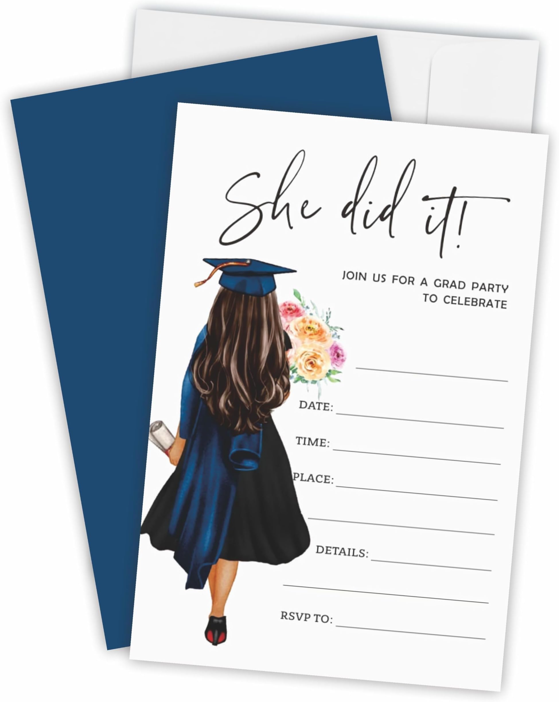 Amazon.com : bxtala Female Graduation Invitations with Envelopes ...