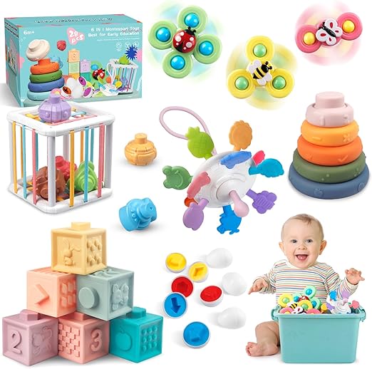 Amazon.com: Plunack 6 in 1 Montessori Baby Toy for Toddlers, Infant ...