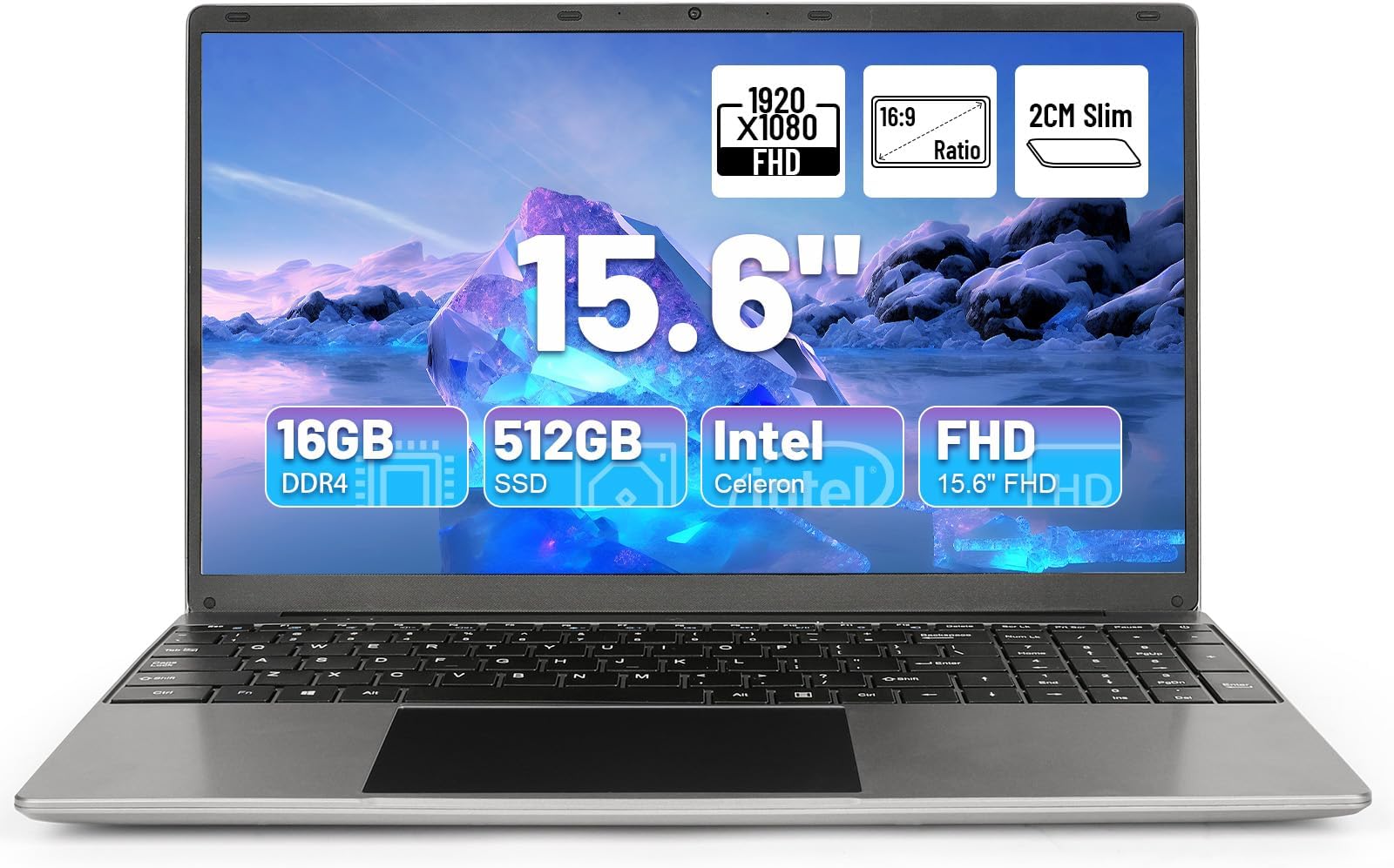 Amazon.com: URAO 16GB DDR4 512GB SSD Laptop, 15.6 Inch Intel Celeron ...