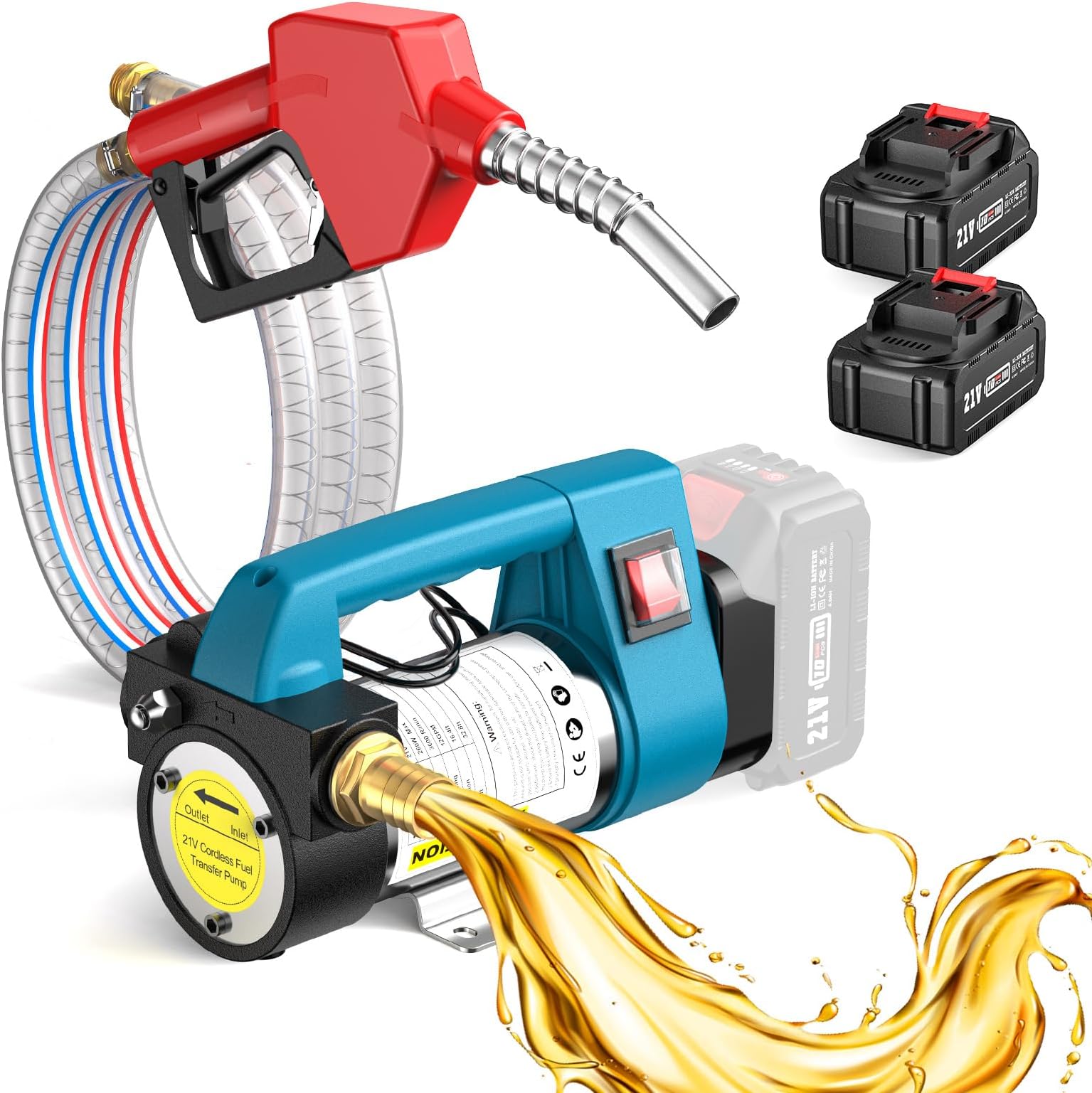 Amazon.com: Poafamx Cordless Fuel Transfer Pump 13GPM, Battery Self ...