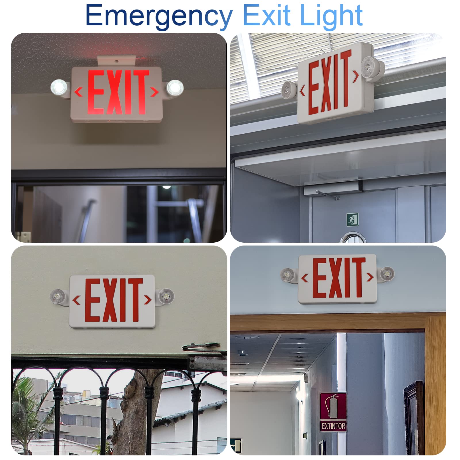 Emergency Exit Sign LED Exit Sign With Emergency Lights, Two LED ...