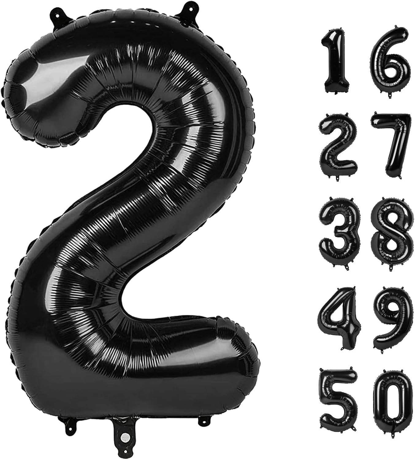 Amazon.com: 40 Inch Black Number 2 Balloon Jumbo Giant Happy 2th 12th ...