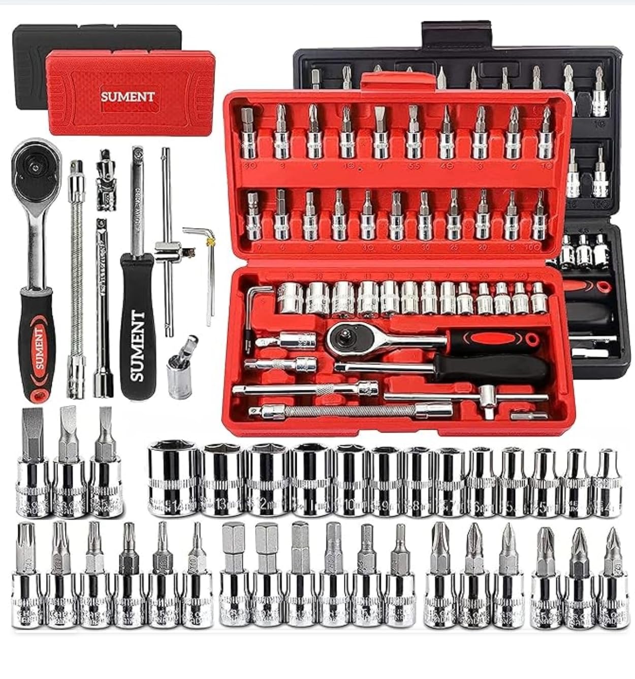 Toolkit Professional Socket Set, 46-Piece Metric Tool Kit, 1/4-inch ...