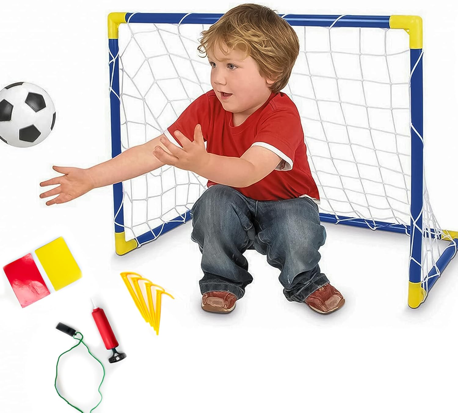 Denny International Kids Children Football Goal Post Net Ball With Pump ...