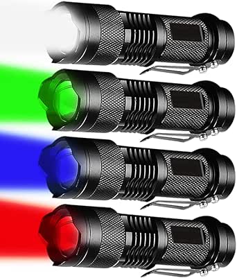 POCKETMAN Red LED Flashlights Zoomable Focus Green Flashlight Light ...