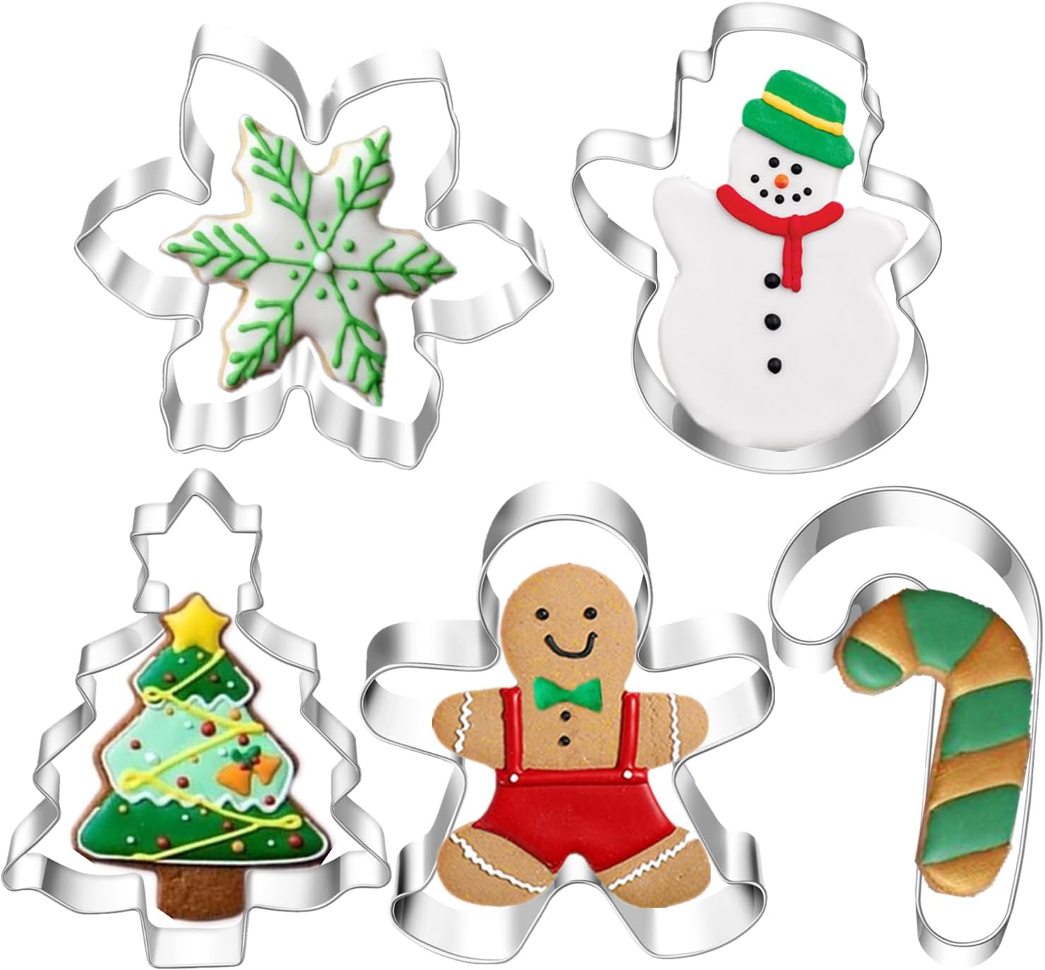 Amazon.com: 5Pcs Christmas Cookie Cutters,Winter Holiday Cookies Cutter ...