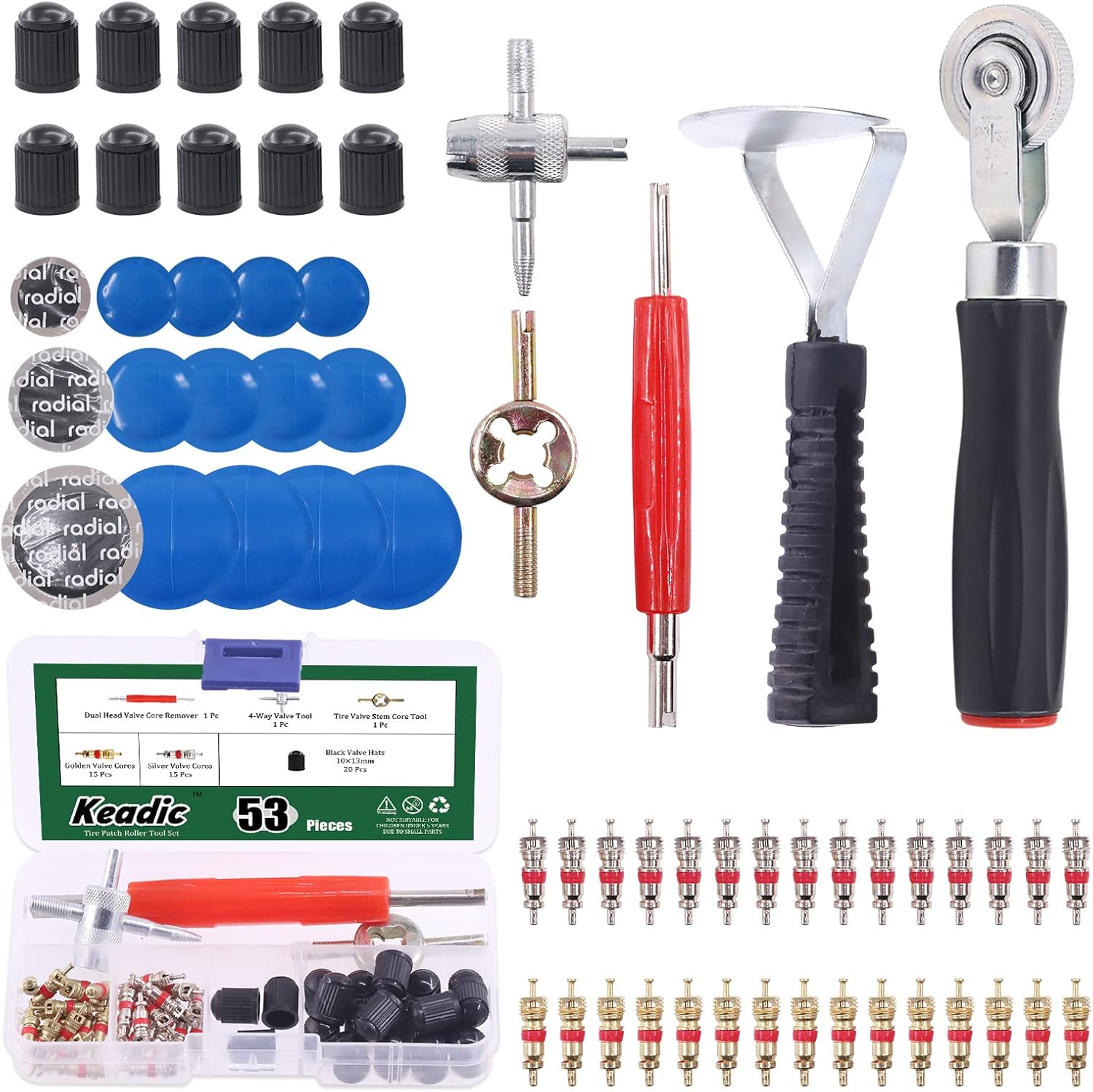 Amazon.com: Keadic 70Pcs Valve Core Tool Set Contains 20Pcs Valve Cores ...