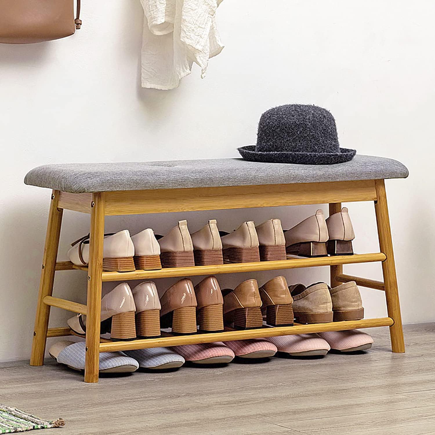 Amazon.com: IOTXY Shoe Rack Storage Bench - Bamboo Shoe Shelf with ...