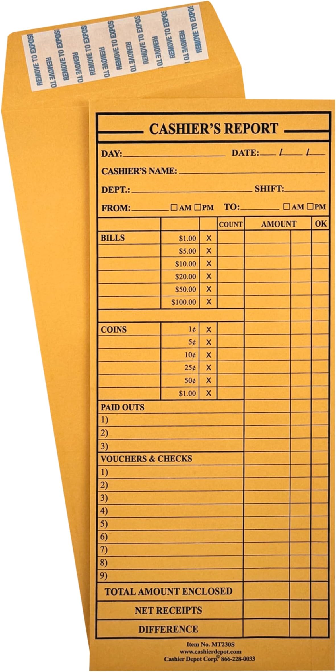 Amazon.com: 500 Cashier Depot MKS690 Cashier's Drop & Bank Report ...