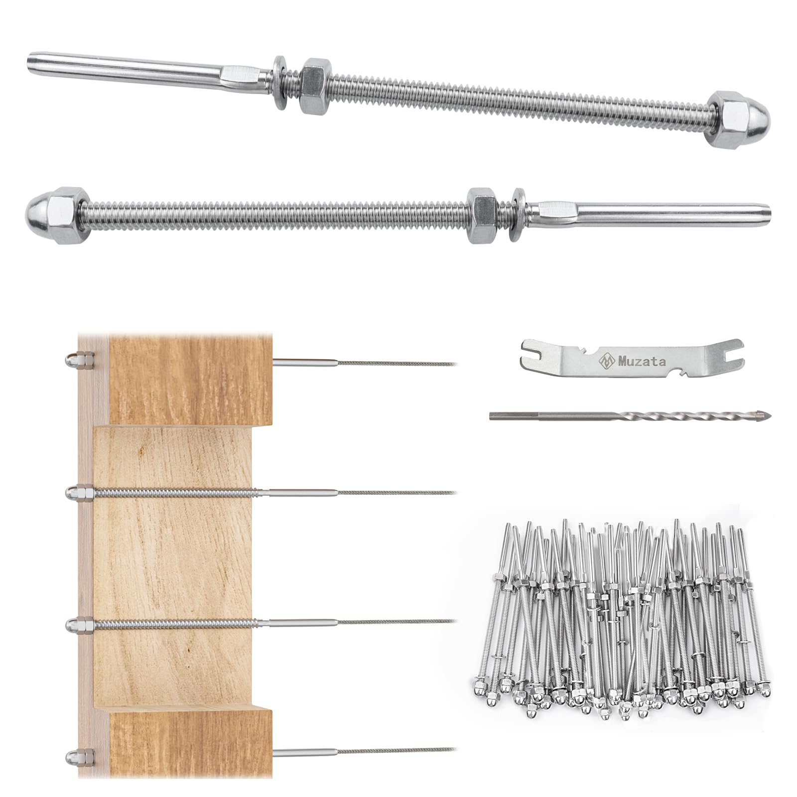 Snapklik.com : 50 Pack 1/8" Cable Railing Hardware Kit Hand Swage ...