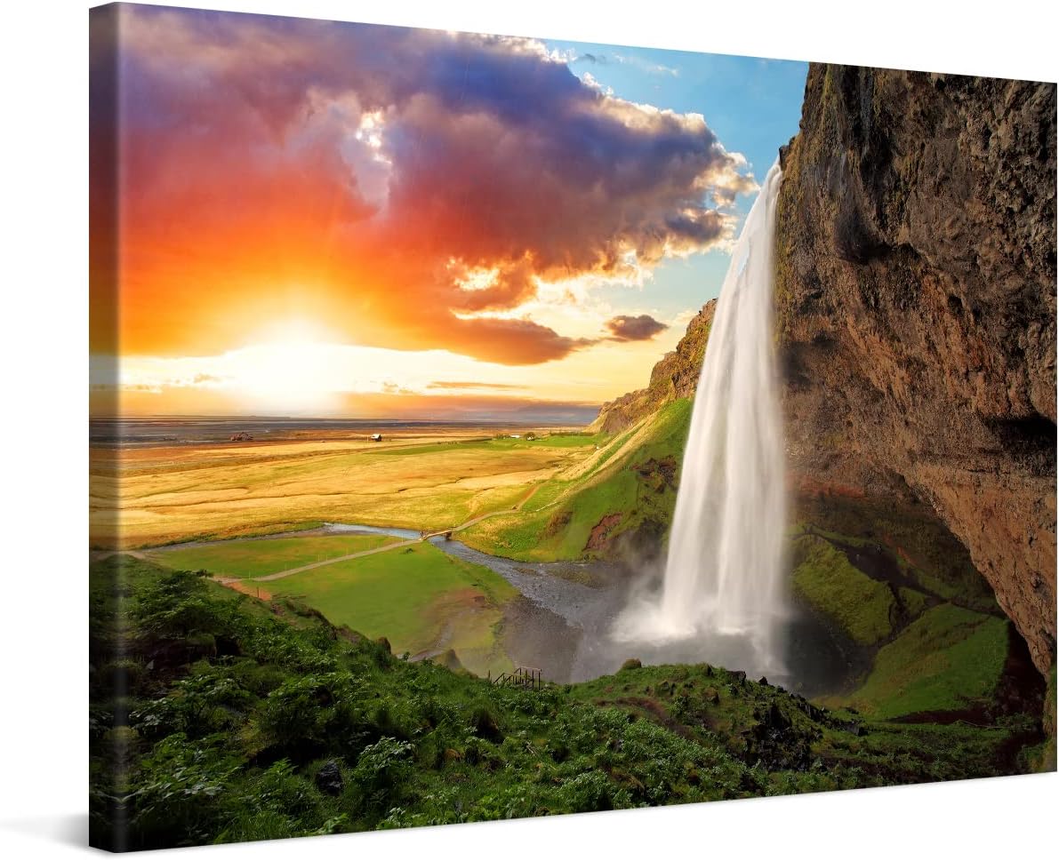Amazon.com: PICANOVA – Waterfall Canvas Print 24x16 in – Premium Canvas ...