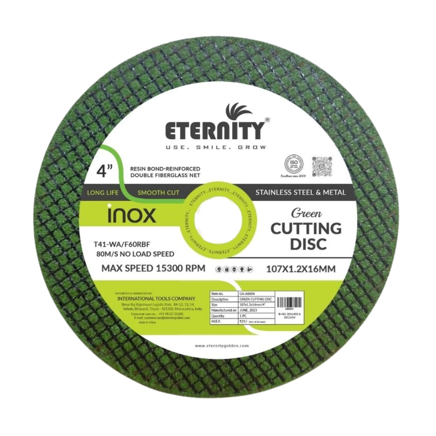 Eternity 4" Inch Cut Off Wheel For Metal & Stainless Steel Cutting ...