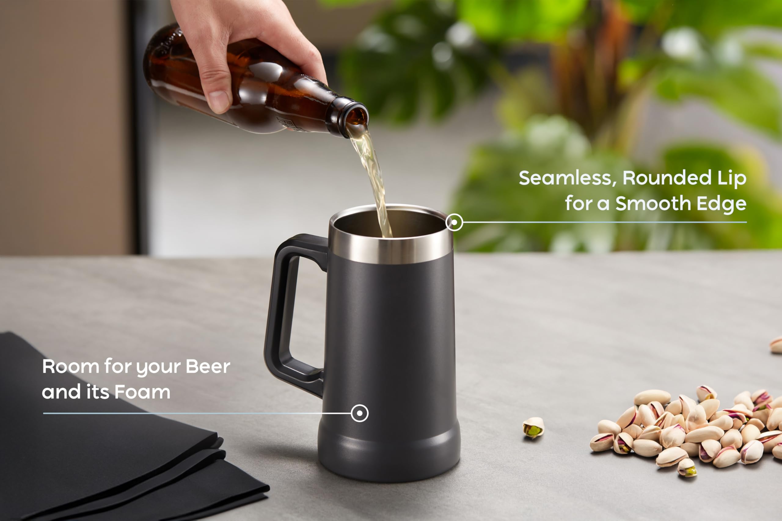 Snapklik.com : KooK Beer Stein, Stainless Steel Coffee Mug, Tumbler