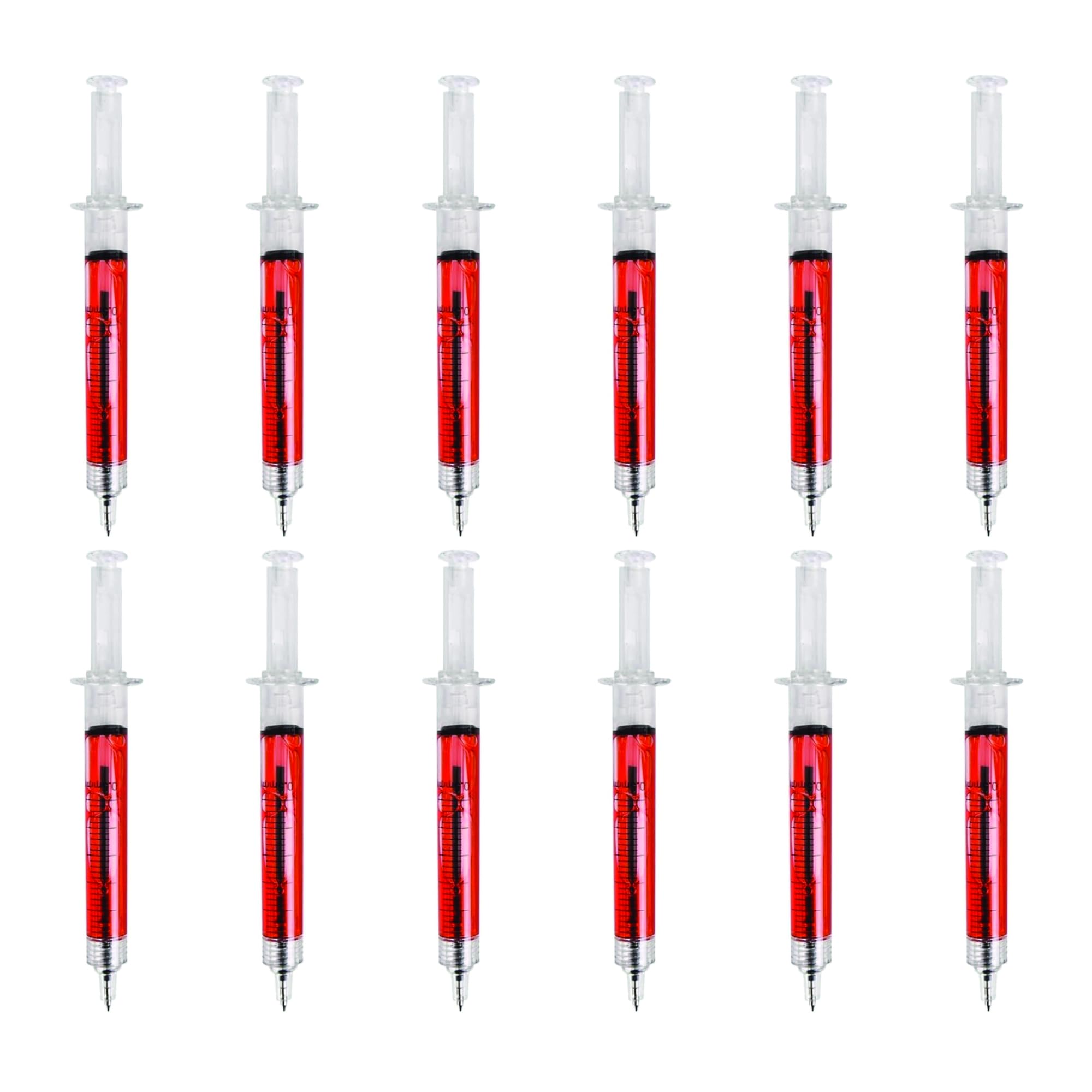 Amazon.com : Kolibrox Red Syringe Pens - Fun & Retractable BallPoint ...