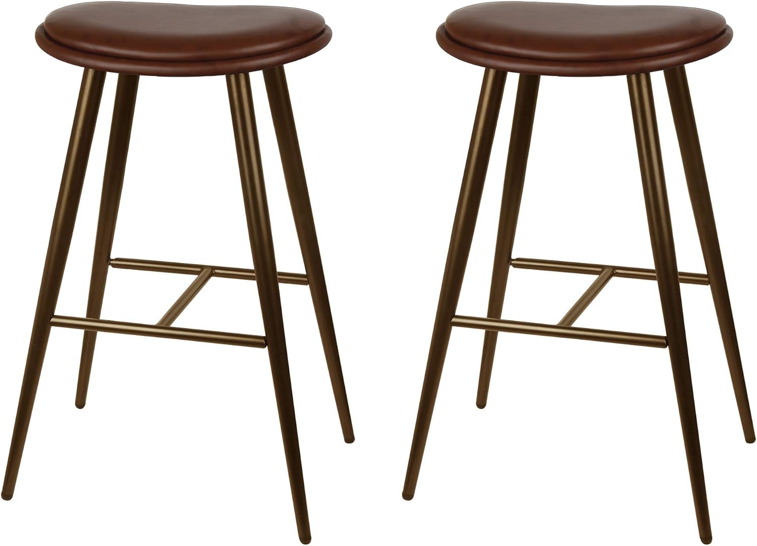 Amazon.com: GIA 30 inch Faux Leather Bar Stools Set of 2, Brown ...