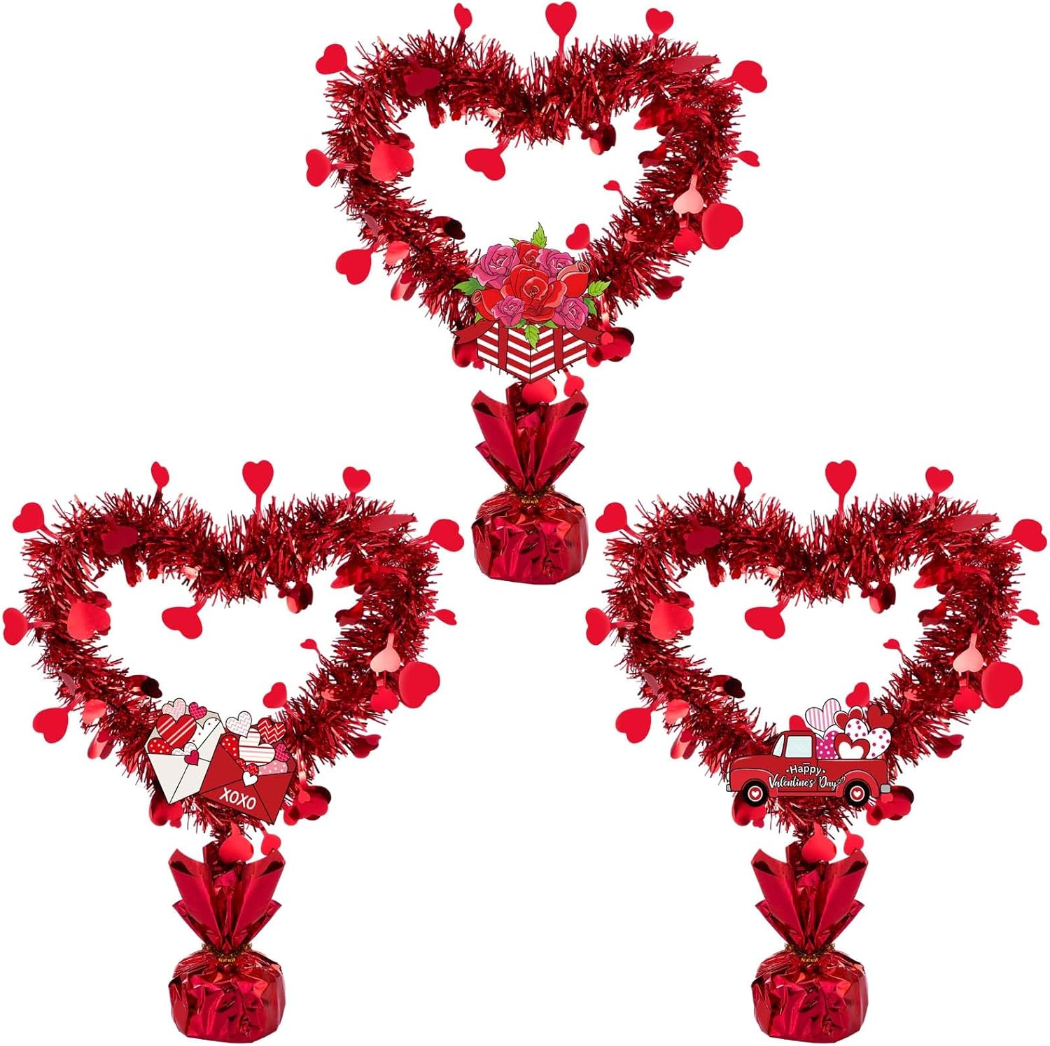 Amazon.com: Hotop 3 Pcs Valentine's Day Heart Foil Spray Centerpiece ...