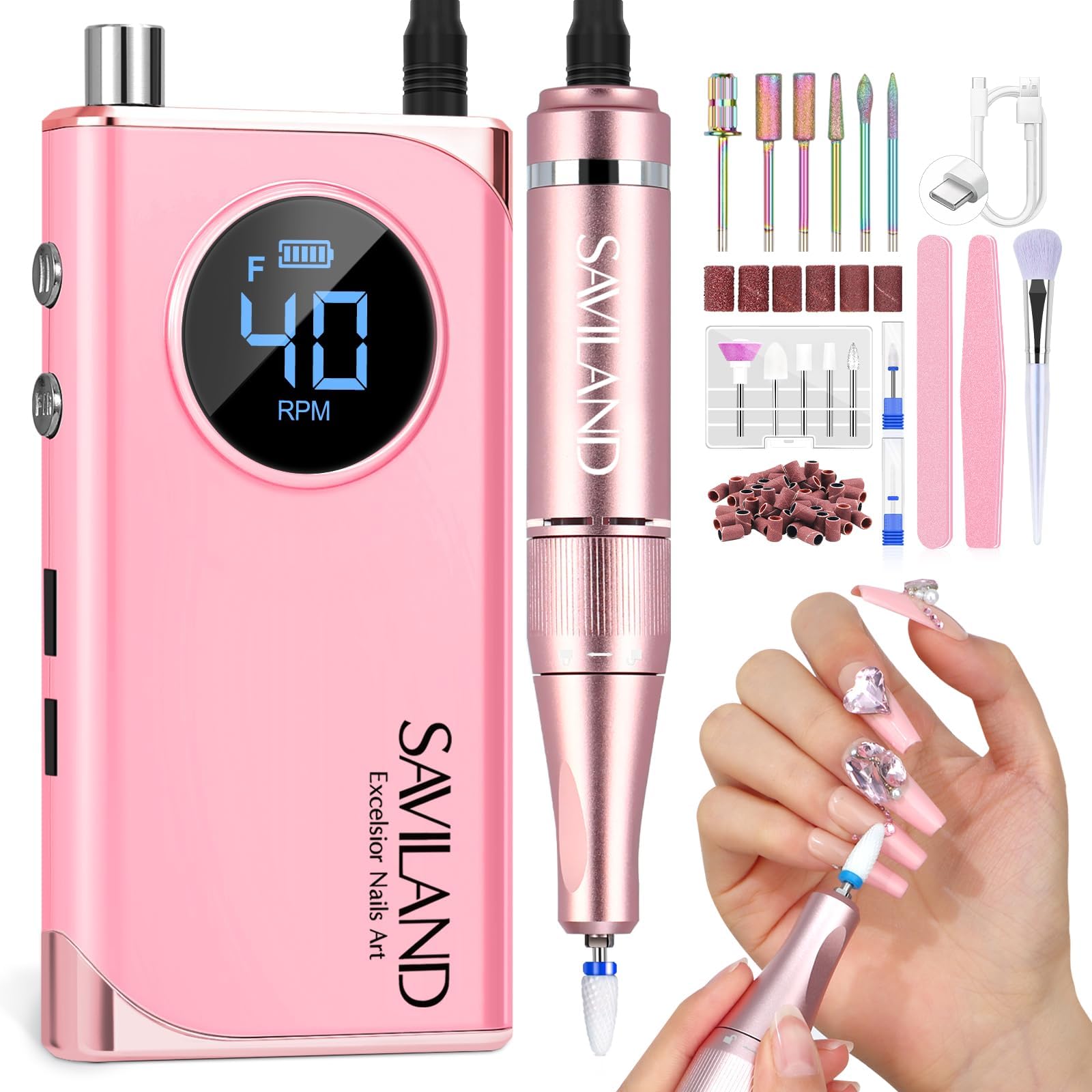 Amazon.com: SAVILAND Electric Nail Drill Professional: 50000RPM PRO ...