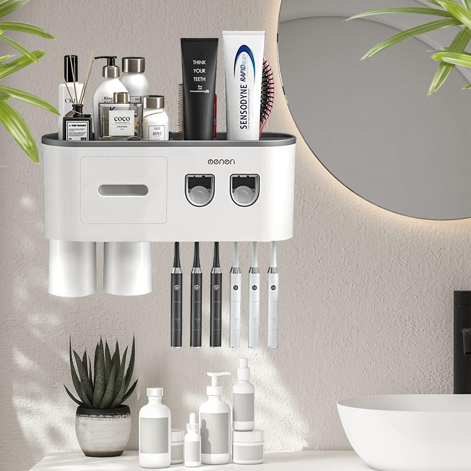Amazon.com: MdakeGo Toothbrush Holders Wall Mounted, Double Automatic ...