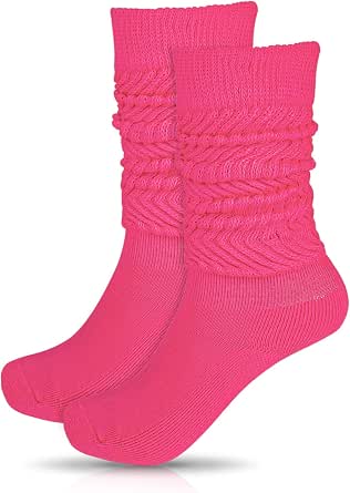 Amazon.com: Yolev Slouch Socks for Women,80s 90s Long High Boot Socks ...