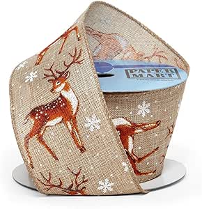 Amazon.com: Deer Print On Wired Ribbon, 2 1/2" X 10 Yards, Christmas ...