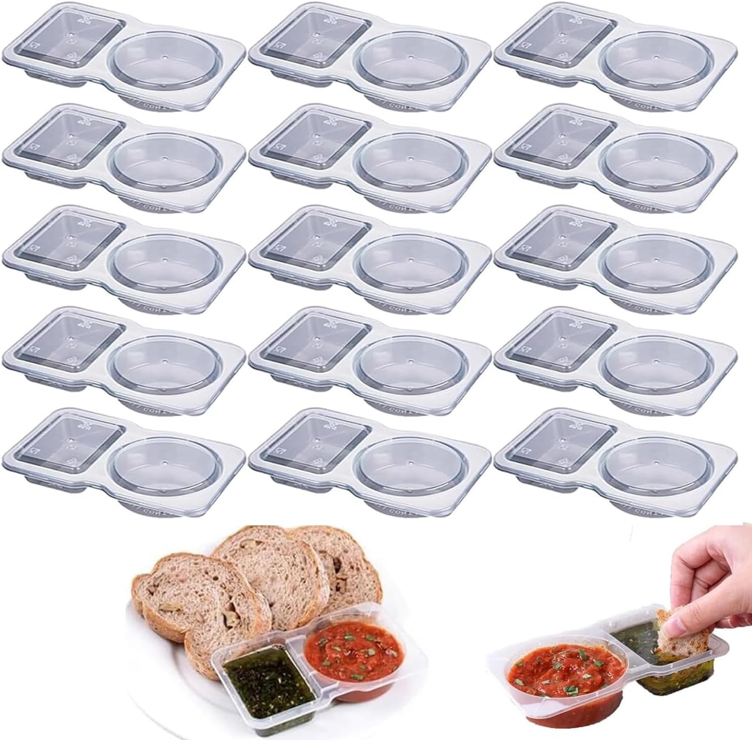 Amazon.com: Kenlike 5PCS Double Compartment Condiment Container, 2 ...