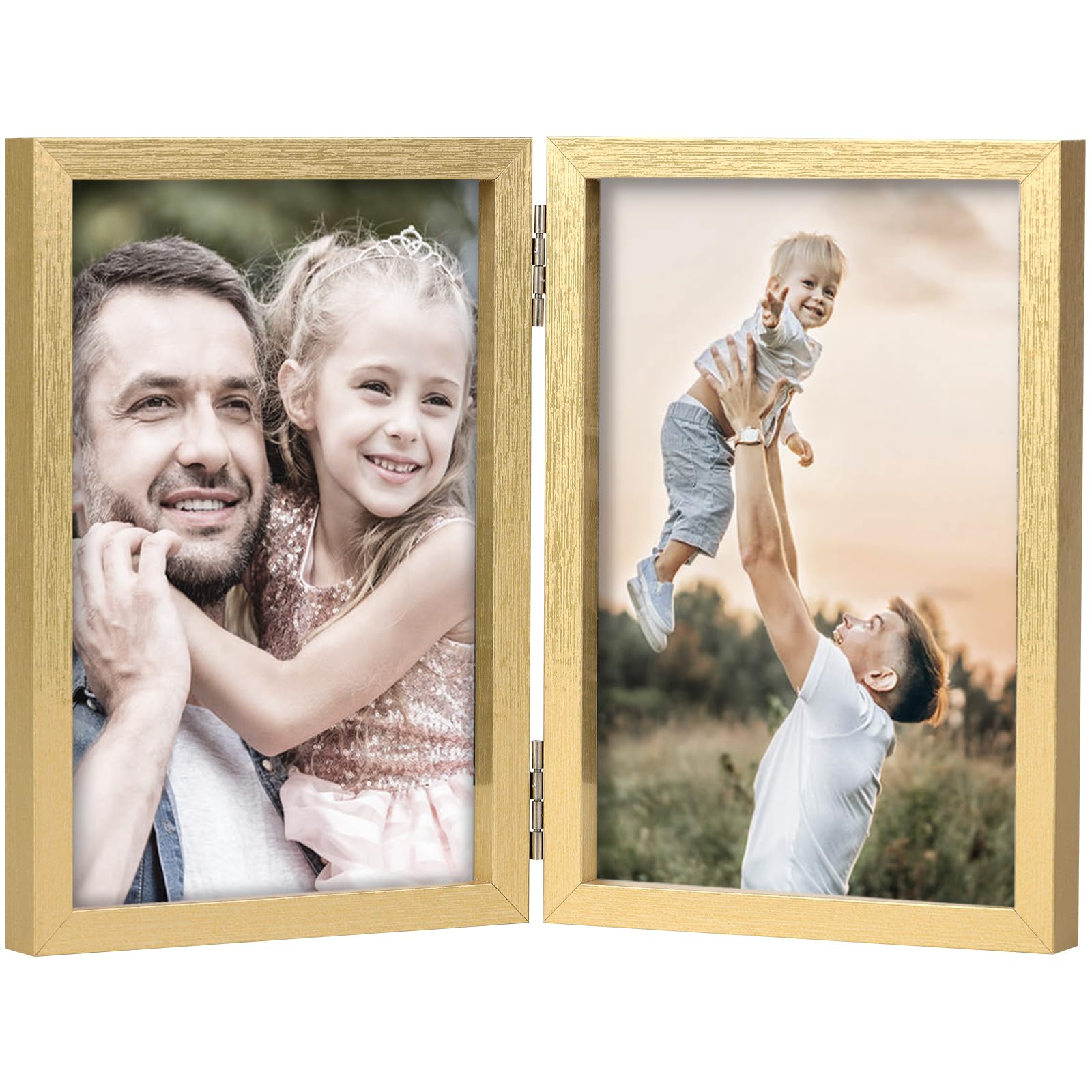 Amazon.com - WUTL 4x6 Picture Frames Double Hinged MDF Golden with ...