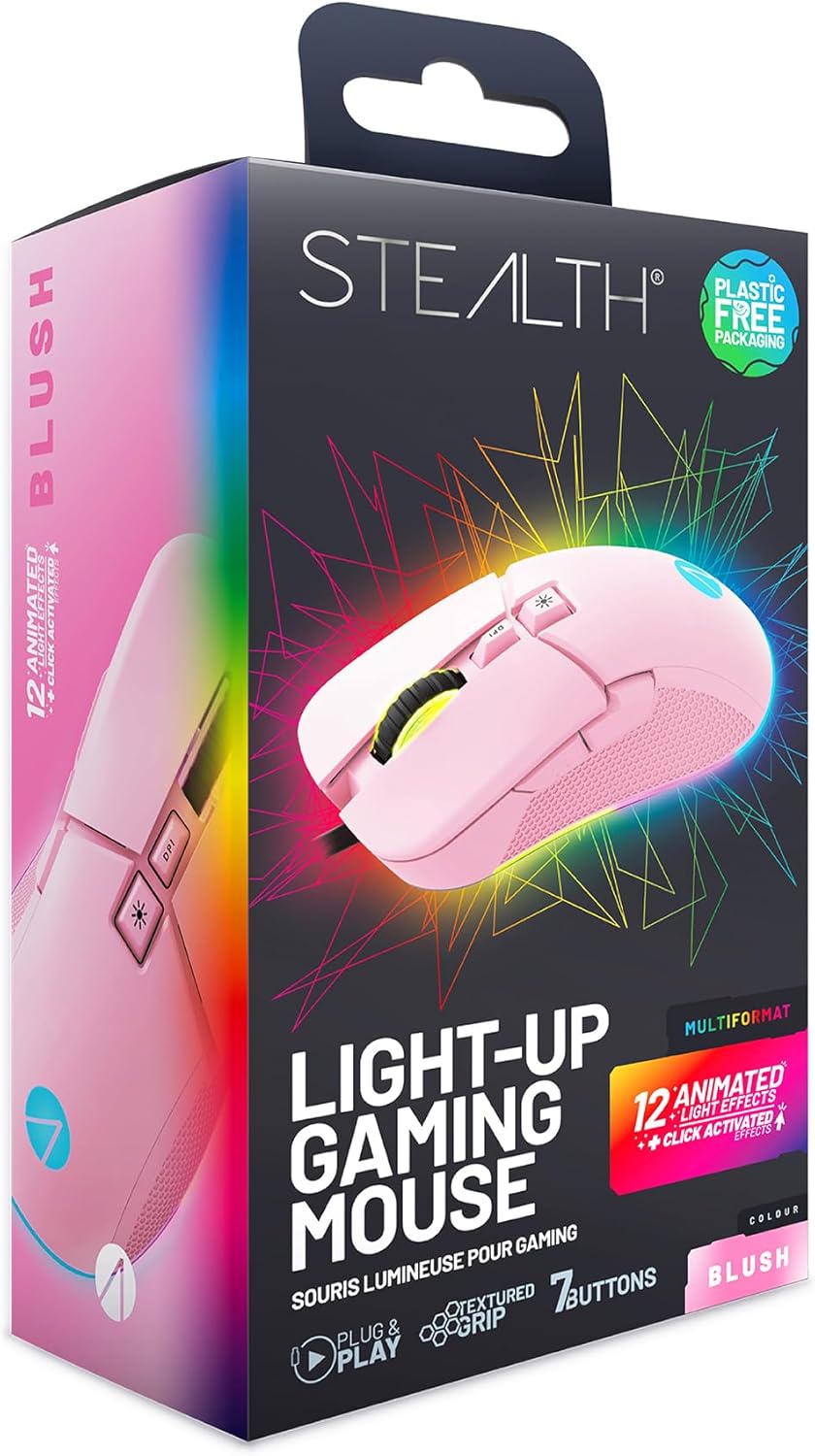STEALTH Pastel Pink LED Light-Up 7-Button Gaming Mouse - Compatible ...