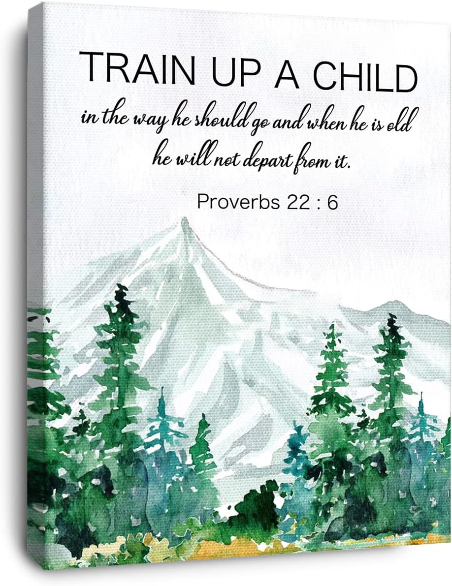 Amazon.com: OTINGQD Train Up A Child Proverbs 22:6 Canvas Wall Art ...