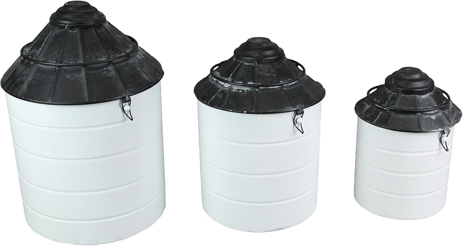 Amazon.com: Things2Die4 Set of 3 Black and White Vintage Farmhouse Tin ...