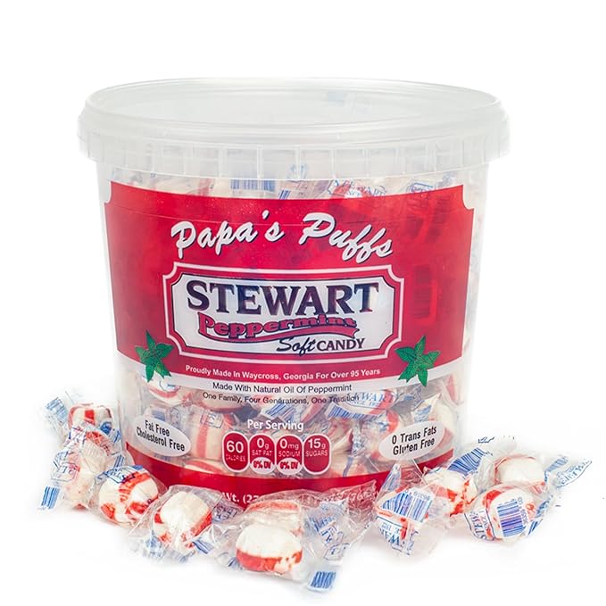 Amazon.com: Stewart Old Fashioned Peppermint Candy Puffs | Individually ...