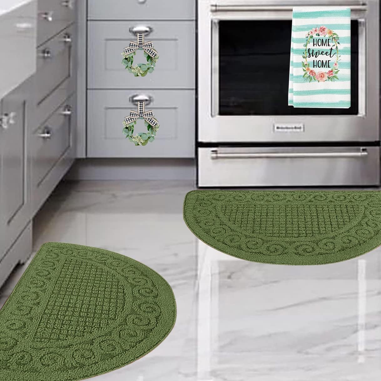 Amazon.com: Green Kitchen Rugs for Floor 2 Piece 18”X30”, Non Skid ...