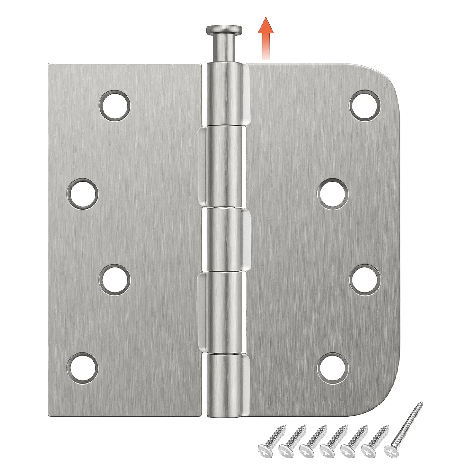 HOSOM 3 Pack Brushed Nickel Exterior Door Hinges 4 Inch, 5/8" Radius ...