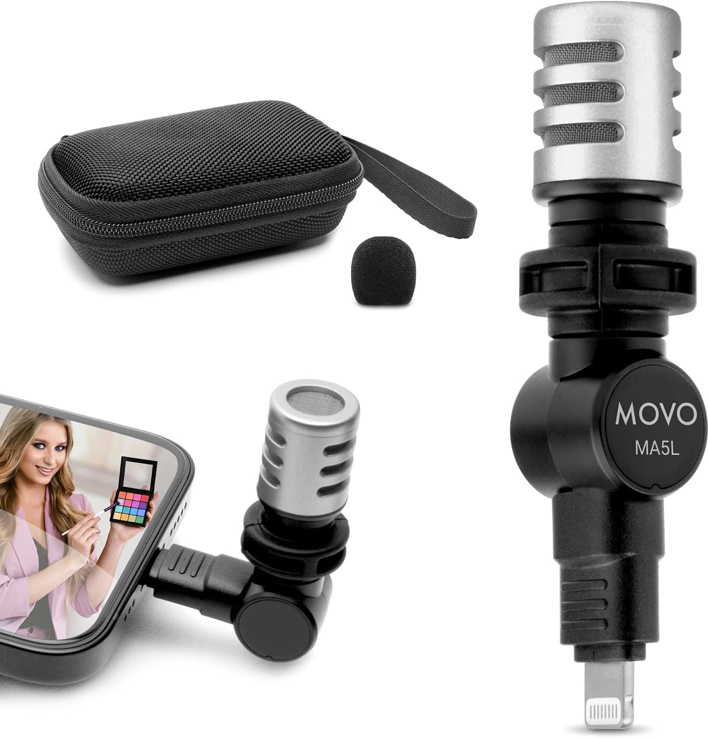 Amazon.com: Movo MA5L External Microphone for iPhone, iPad, iOS - Mini ...