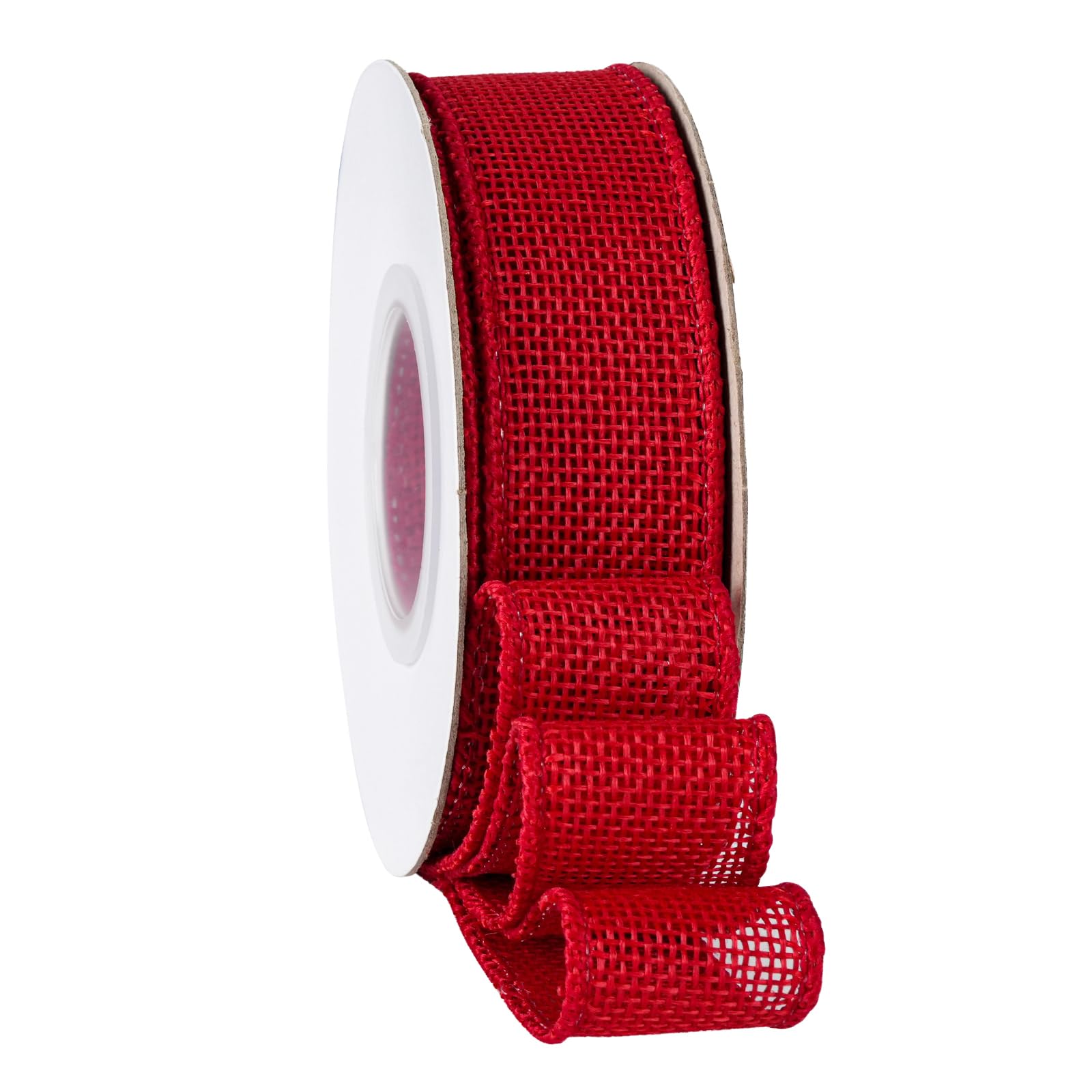 Amazon.com: Red Burlap Ribbon 1 Inch, Solid Ribbon with Wired Edge for ...